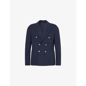 Eleventy Double-breasted Cotton-piqué Jacket