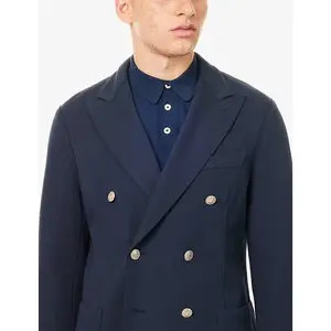 Eleventy Double-breasted Cotton-piqué Jacket