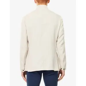 Eleventy Mandarin-collar Linen-blend Jacket - Sand