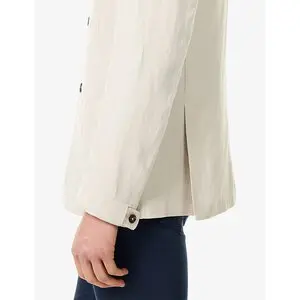 Eleventy Mandarin-collar Linen-blend Jacket - Sand