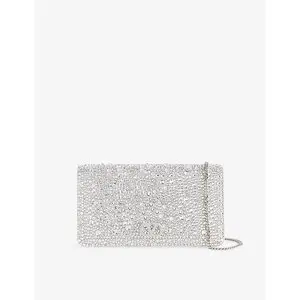 Valentino Garavani Vlogo Signature Crystal-embellished Chain Wallet - Crystal/silver/crystal