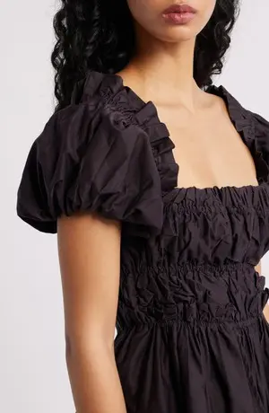 DAMSON MADDER Lyza Ruffle Puff Sleeve Tiered Cotton Minidress
