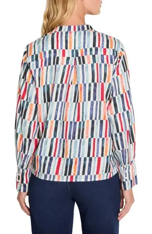 NIC+ZOE Striped Cotton Sateen Top