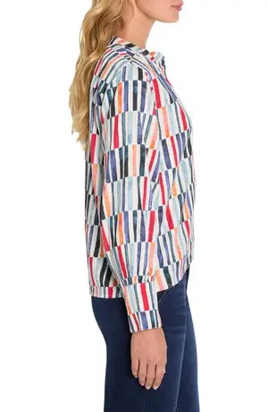 NIC+ZOE Striped Cotton Sateen Top