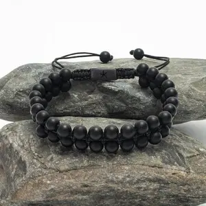 STARFISH PROJECT Helix Matte Agate Beaded Bracelet - Black