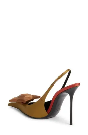 Saint Laurent Amalia Square Rose Slingback Sandal