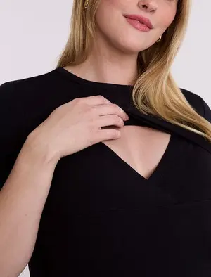 Motherhood Maternity Crewneck Short Sleeve Nursing Tee - Black