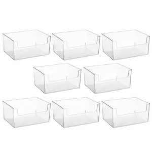 MDESIGN Household Plastic Storage Organizer Bin With Open Front8 Pack - Clear