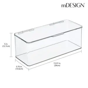 MDESIGN Plastic Bathroom Vanity Organizer Bin Box With Hinged Lid, 4 Pack