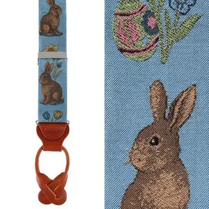 Trafalgar Harvey's Easter Sunday Silk Button End Suspenders - Light Blue