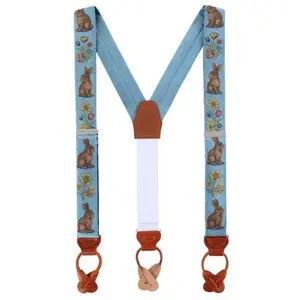 Trafalgar Harvey's Easter Sunday Silk Button End Suspenders - Light Blue