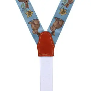 Trafalgar Harvey's Easter Sunday Silk Button End Suspenders - Light Blue