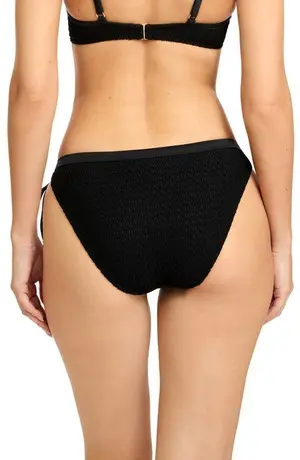 Robin Piccone Fishnet Side Tie Bikini Bottoms - Black