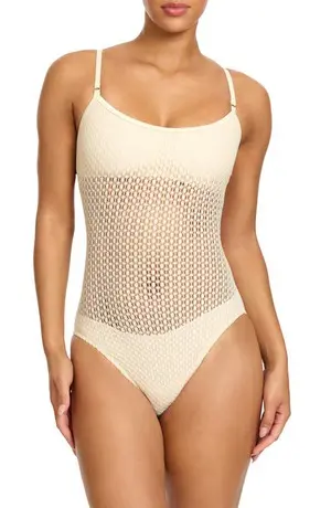 Robin Piccone Fishnet One-piece Swimsuit - Bisque