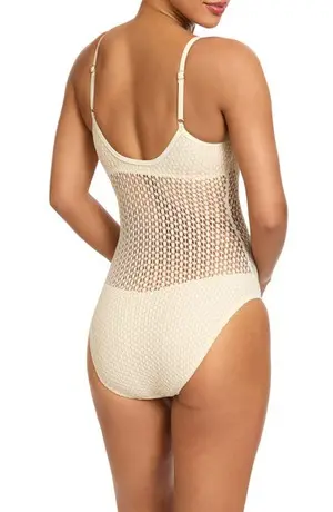 Robin Piccone Fishnet One-piece Swimsuit - Bisque