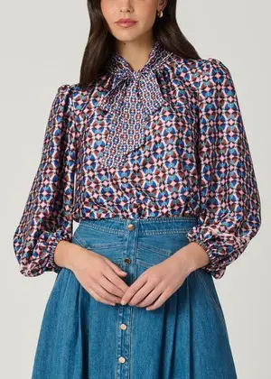 Shoshanna Rye Paulo Geo Print Blouse