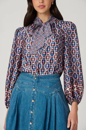 Shoshanna Rye Paulo Geo Print Blouse