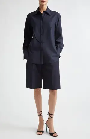 Victoria Beckham Tailored Wool Blend Bermuda Shorts