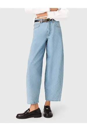 Maje Textured Balloon Jeans - Blue