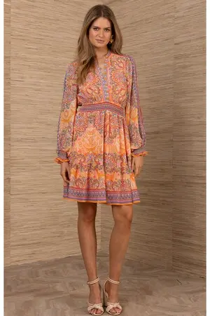 Hale Bob Eleanora Chiffon Dress - Orange