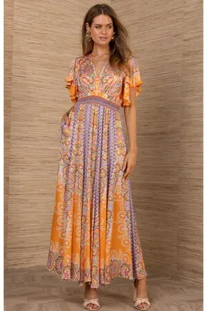 Hale Bob Sandra Charmeuse Maxi Dress - Orange
