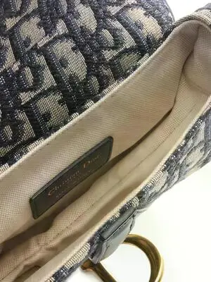 Dior 2010s Mini Saddle Oblique Jacquard Tote - Blue