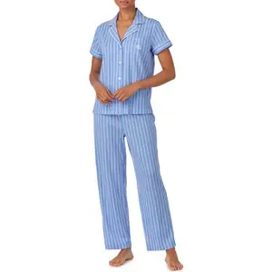 Ralph Lauren Print Crop Pajamas - Blue Stripe