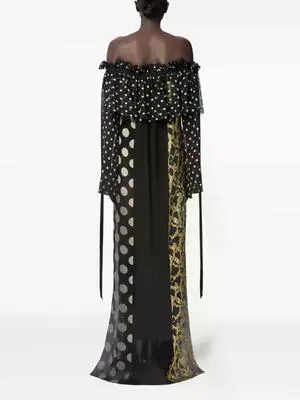 Nina Ricci Bow-detail Polka Dot-pattern Silk Maxi Dress