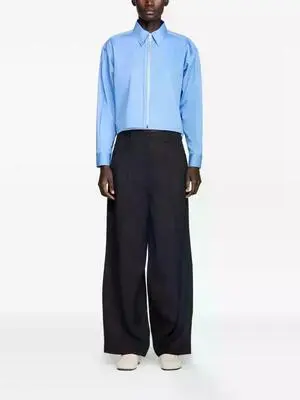 Sandro Cropped Zipped Shirt With Embroidered Detail