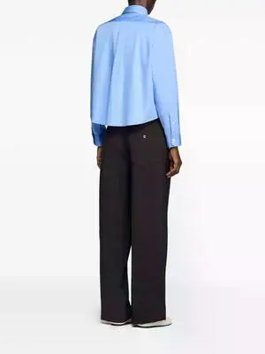 Sandro Cropped Zipped Shirt With Embroidered Detail