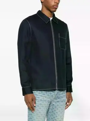 Sandro Loose-fit Zip-up Shirt - Blue