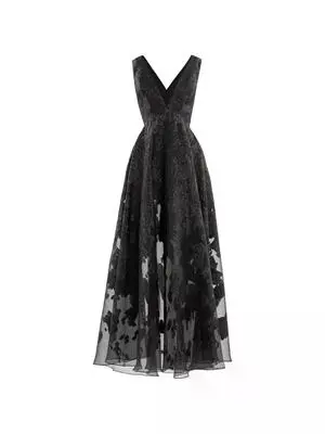 SAIID KOBEISY Brocade V-neck Maxi Dress