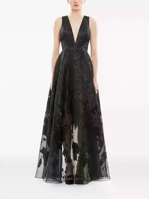 SAIID KOBEISY Brocade V-neck Maxi Dress