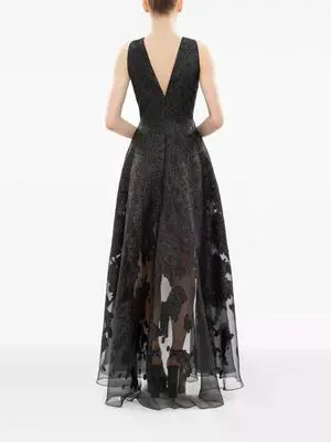 SAIID KOBEISY Brocade V-neck Maxi Dress