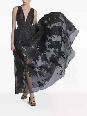 SAIID KOBEISY Brocade V-neck Maxi Dress