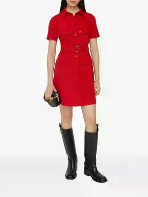 Burberry Mini Buckle Belted Wool Dress