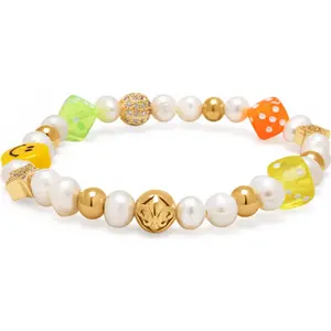 NIALAYA JEWELRY Cultured And Dice Bead Bracelet - Pearl