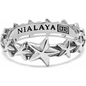 NIALAYA Sterling Star Band Ring - Silver