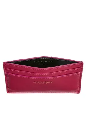 Saint Laurent Paris Card Holder - Dark Fuchsia