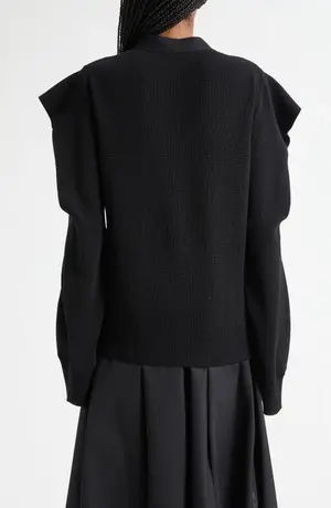 Sacai Rib V-neck Cardigan - Black