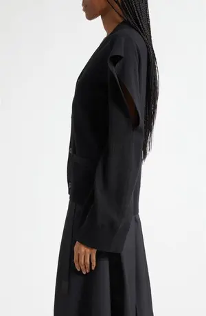 Sacai Rib V-neck Cardigan - Black