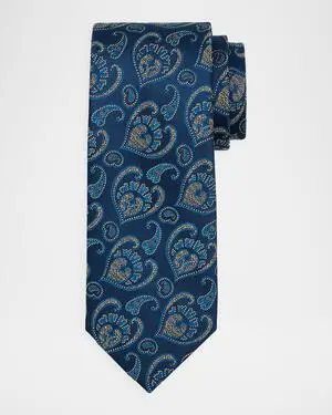 Charvet Paisley Woven Silk Necktie - Blue