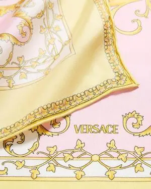 Versace Printed Silk Twill Foulard Scarf - Paleyellow
