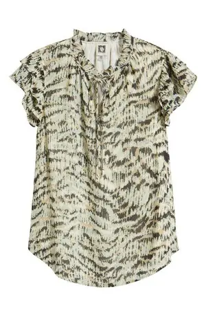 Anne Klein Printed Ruffle Sleeve Top