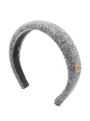 Miu Miu Tweed Logo Headband - Grey