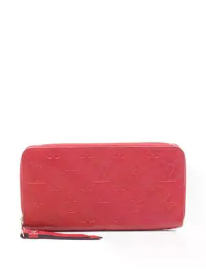 LOUIS VUITTON Debossed-monogram Zip-around Wallet - Red