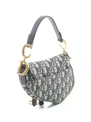 Dior 2010s Mini Saddle Oblique-jacquard Tote Bag - Blue