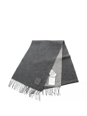 Loewe 2020s Anagram-patch Fringed Scarf - Grey
