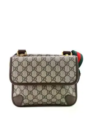Gucci Neo Vintage Flap Messenger Bag Gg Coated Canvas Small - Brown