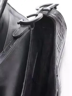 Dior 2010s Mini Oblique Emboss Saddle Bag - Black
